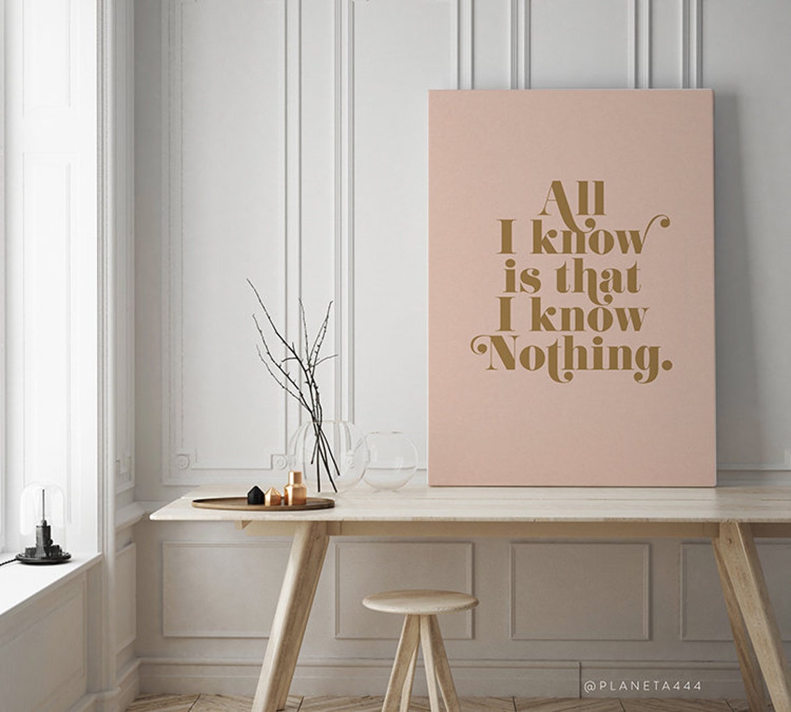 All I Know is That I Know Nothing Art Print Plato Quote Wall - Etsy