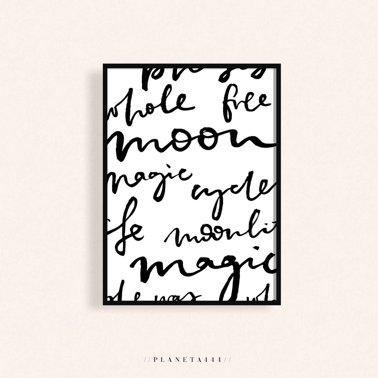 Moon Phases Lunar Cycles Words Quote Big Lettering Moon Art - Etsy