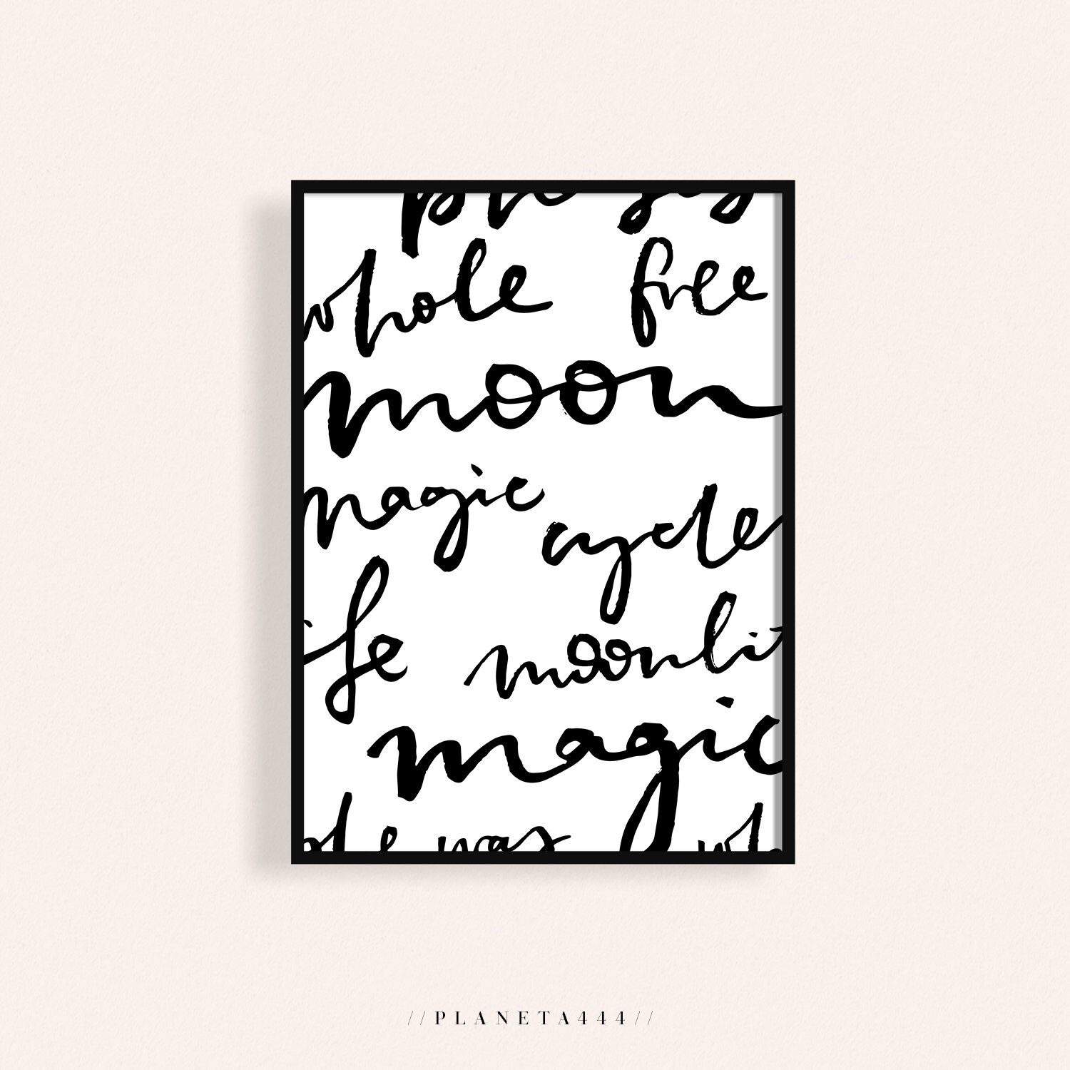 Moon Phases Lunar Cycles Words Quote Big Lettering Moon Art | Etsy