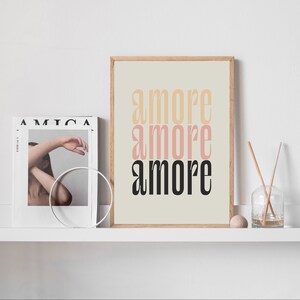 Amore Love in Italian Art Print Modernist Typography Poster Couple Wall ...