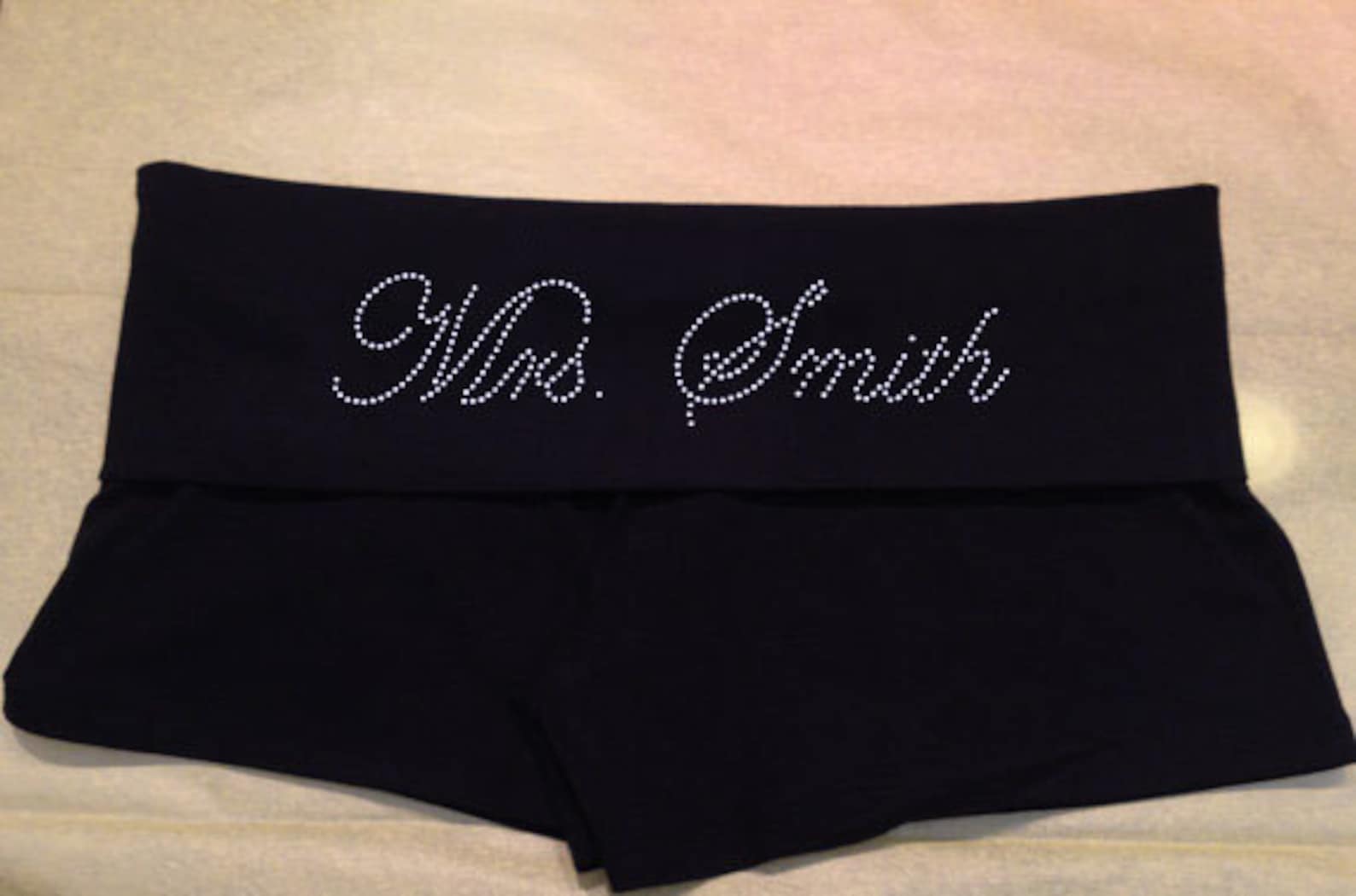 Custom Mrs. Last Name White Fold Over Short Shorts . Custom Bridal ...