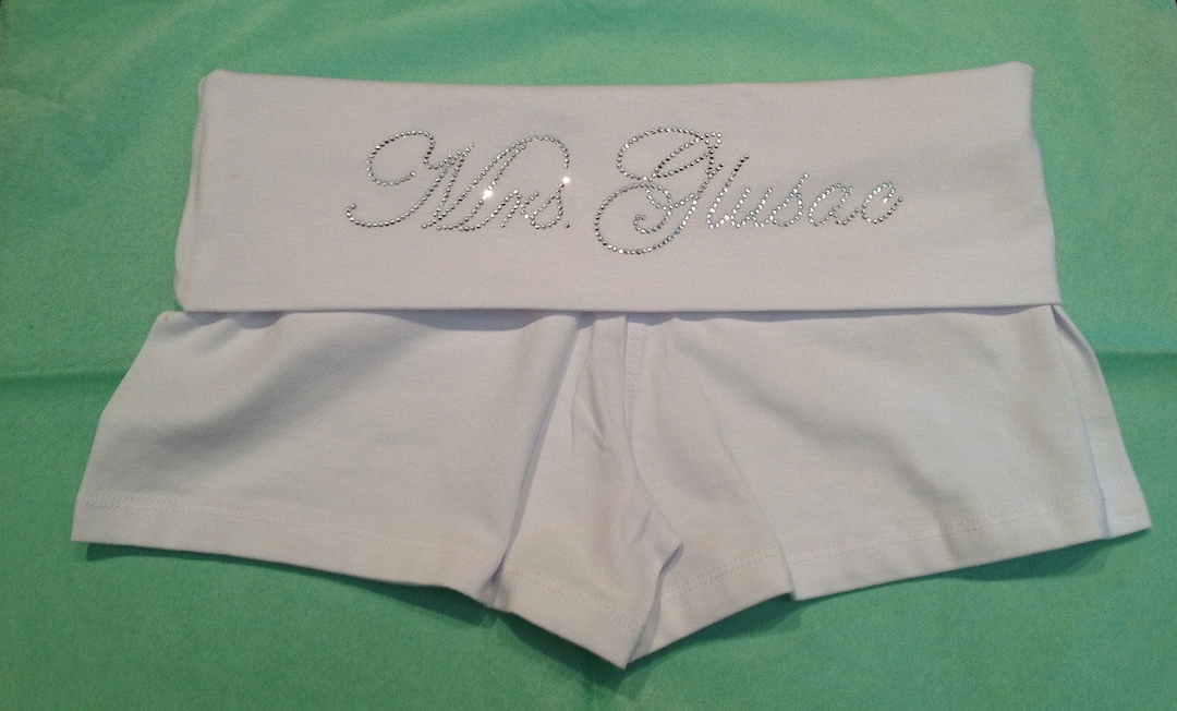 Custom Mrs. Last Name White Fold Over Short Shorts . Custom Bridal ...