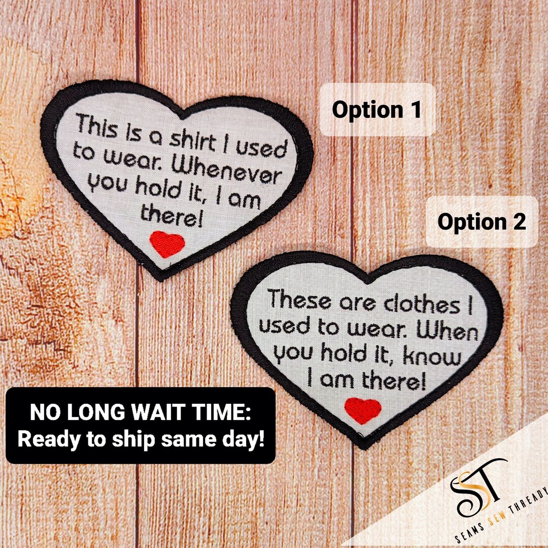 Embroidered Memory Patch Heart: Pre-made Memorial Patch for Pillows ...