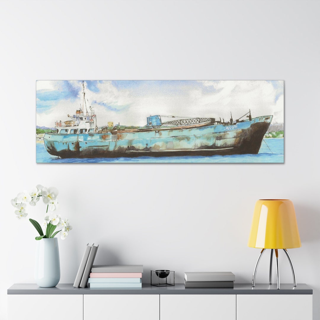 Anchored Tanker Ship Canvas Print - Etsy
