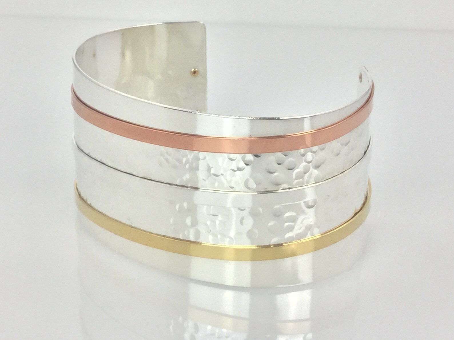 Wide Cuff Bracelet Mixed Metals, Contemporary Cuff, Sterling Silver ...