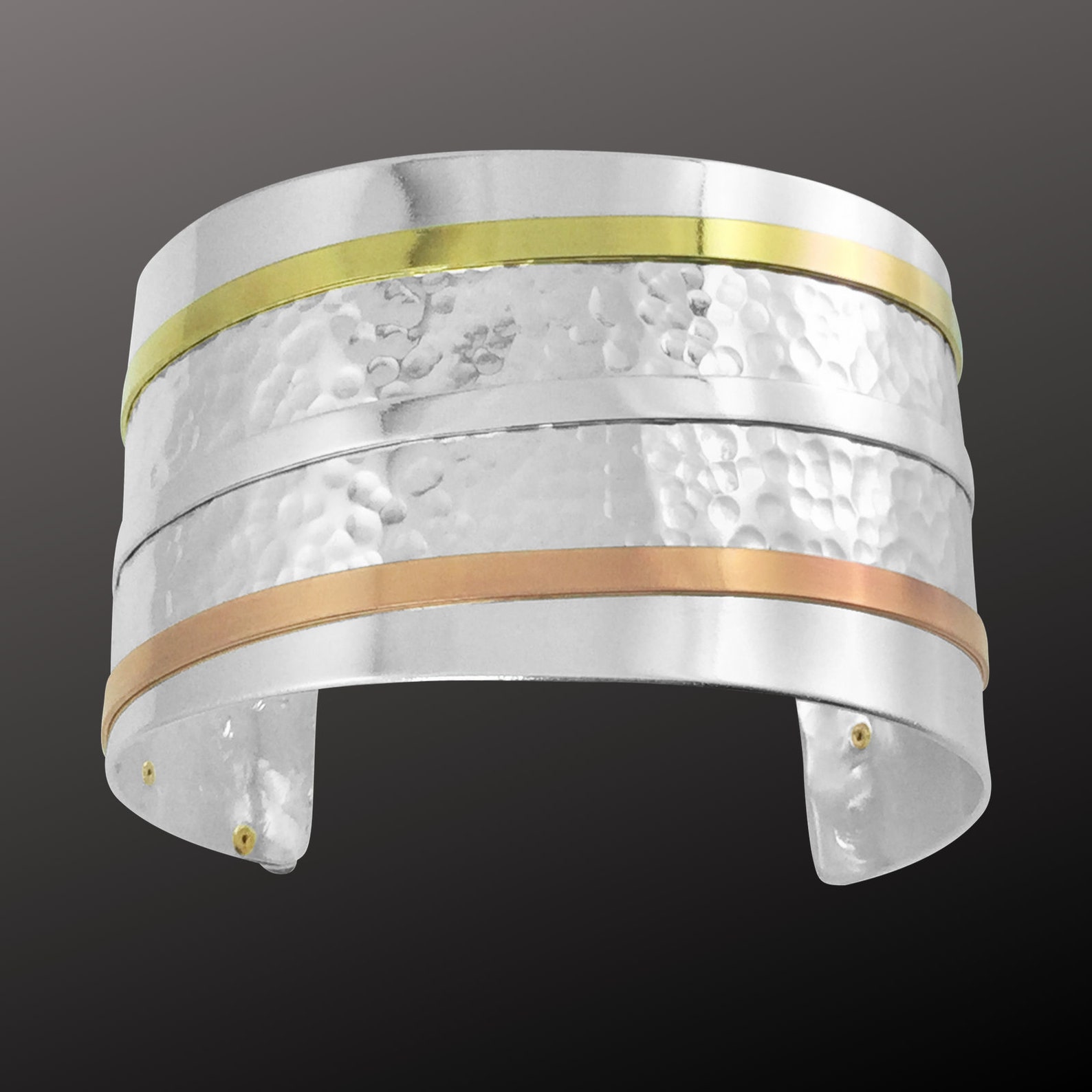 Wide Cuff Bracelet Mixed Metals, Contemporary Cuff, Sterling Silver ...