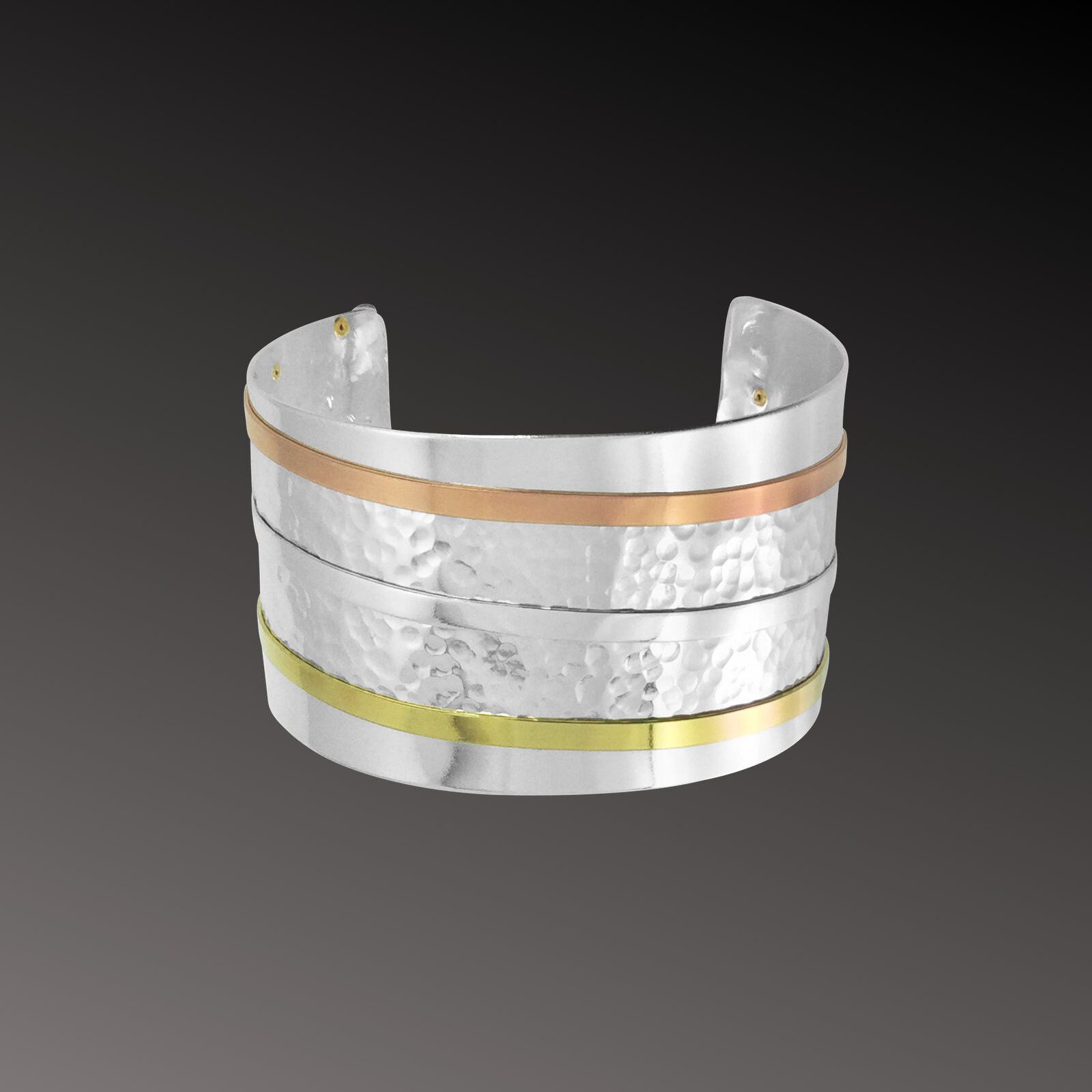 Wide Cuff Bracelet Mixed Metals, Contemporary Cuff, Sterling Silver ...