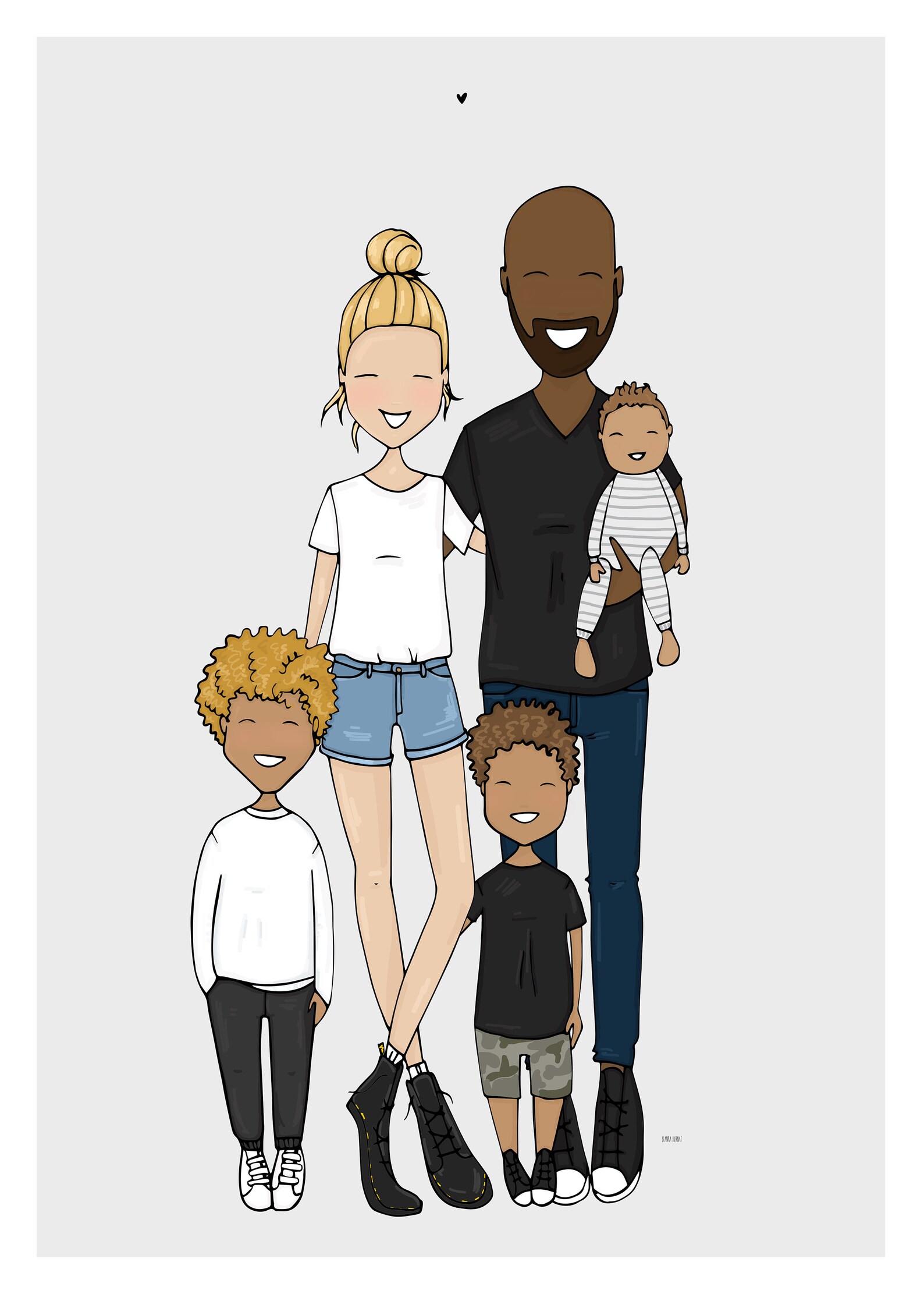 Family portrait family illustration family portrait bespoke | Etsy