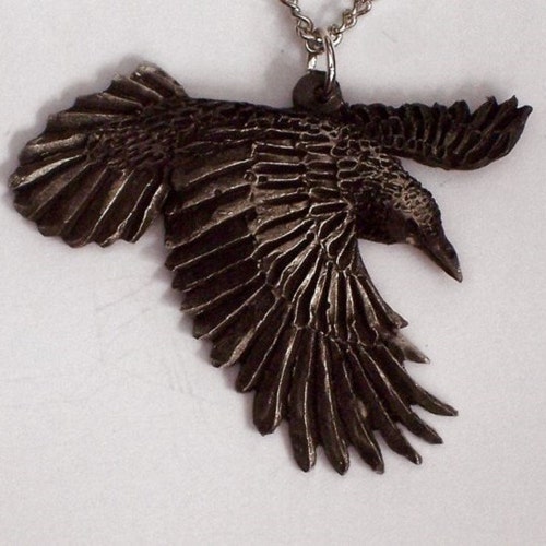 Ravenwolf.....hand Carved in Fine Pewter Black Raven - Etsy
