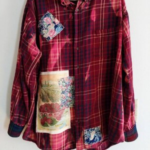 Bleach Distressed Flannel Shirt Men's Size 2XLT Flowers | Etsy