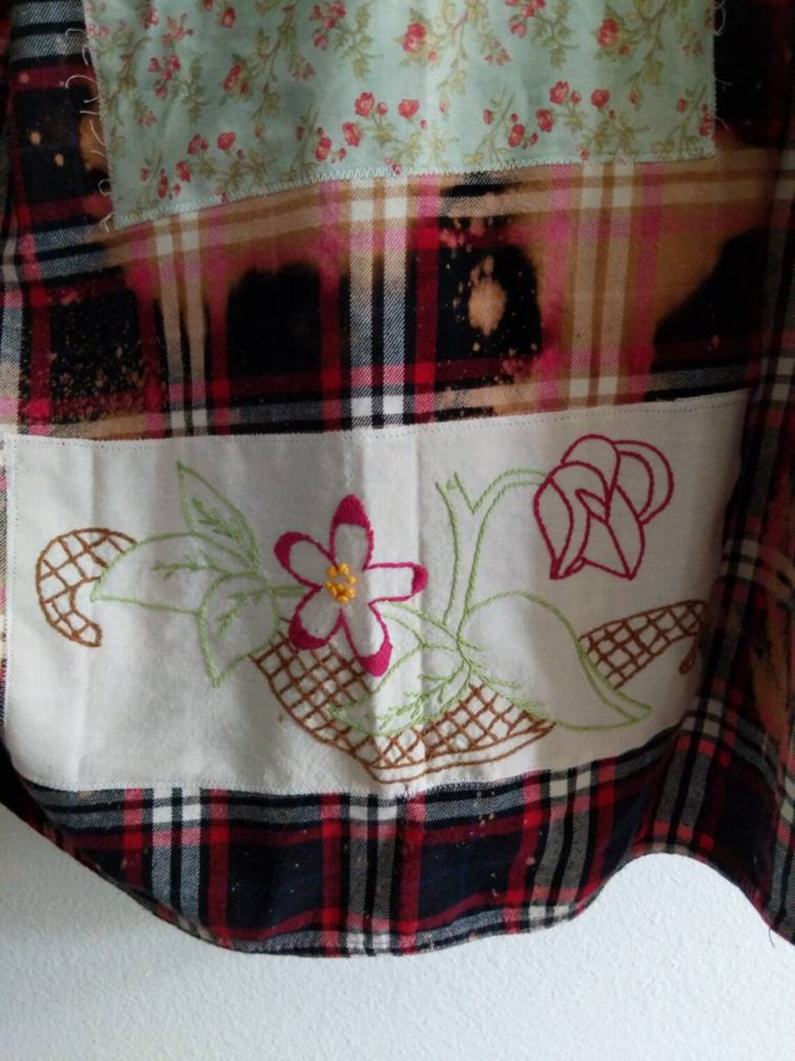 Bleach Distressed Flannel Shirt Men's Size XLT Vintage - Etsy