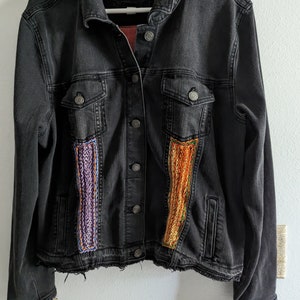 Embroidered Black Denim Jacket Women's Plus Size XXL Hand Stitched - Etsy