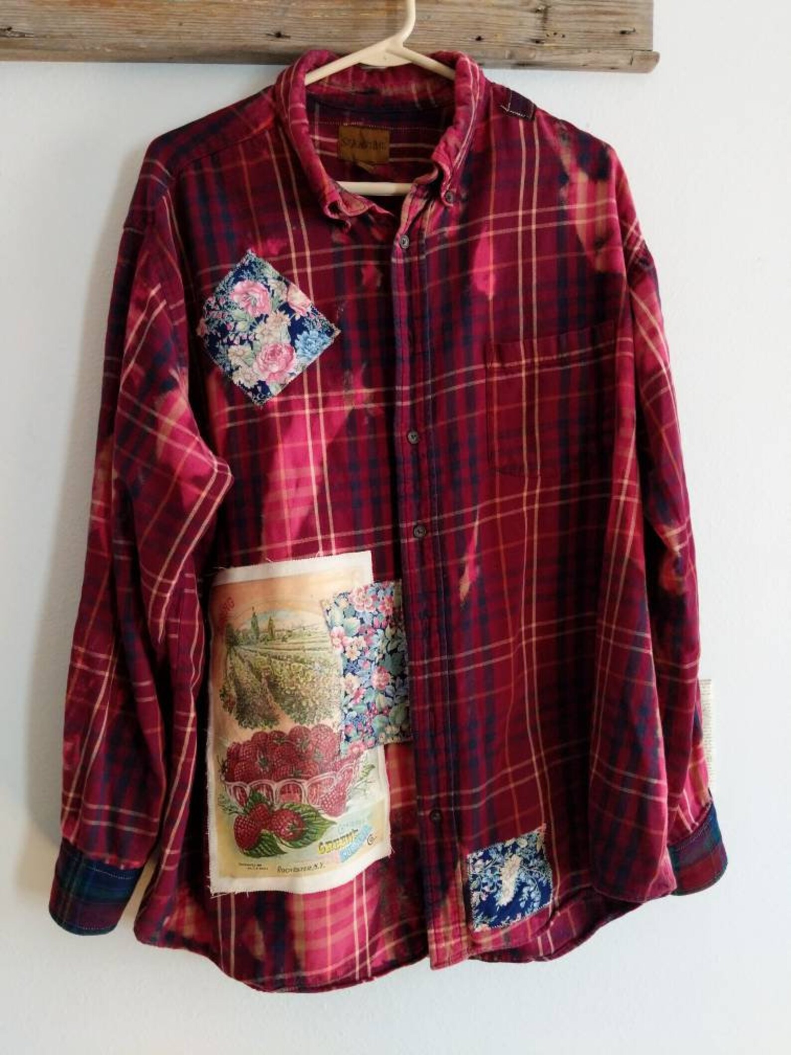Bleach Distressed Flannel Shirt Men's Size 2XLT Flowers | Etsy