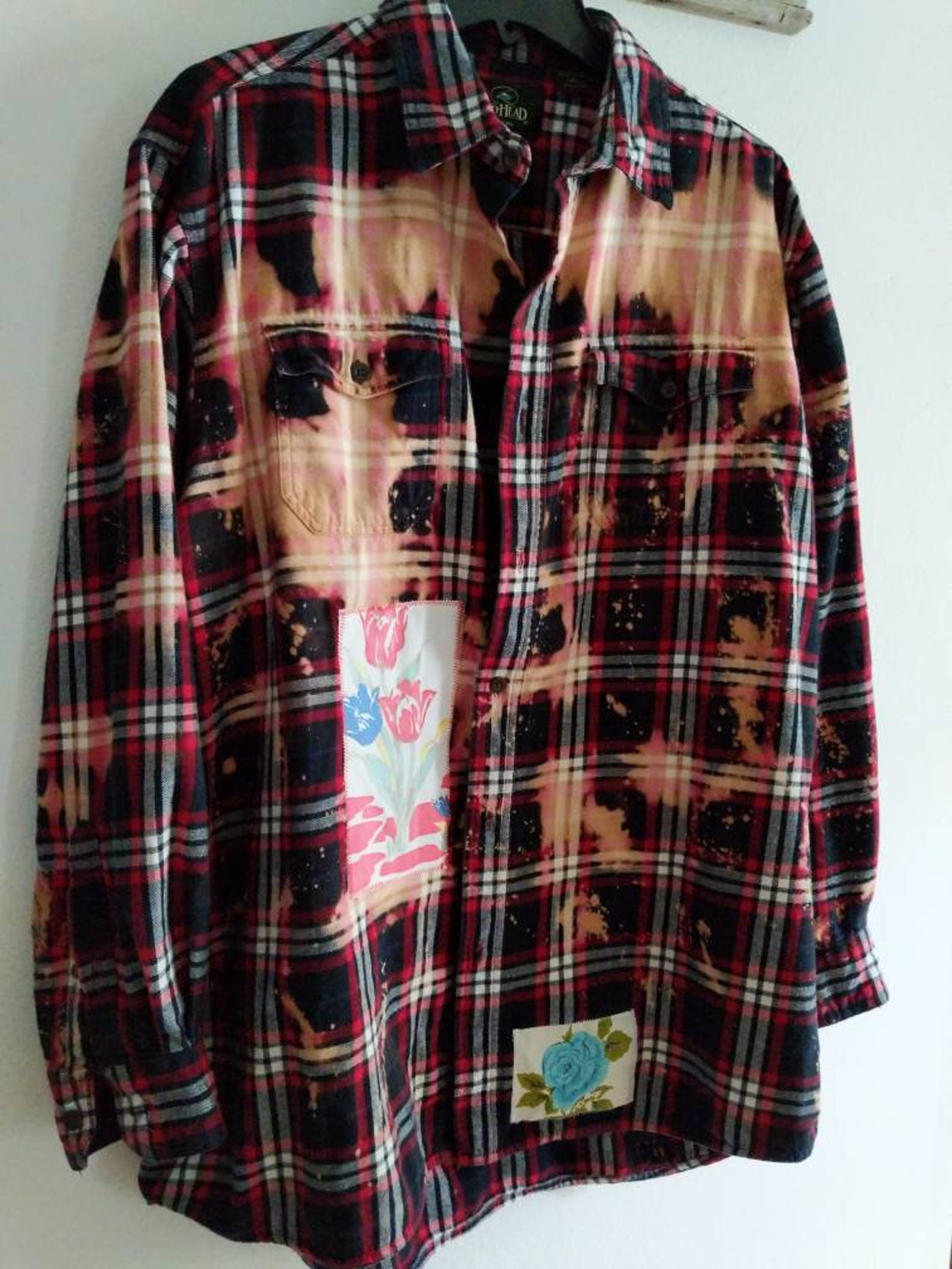 Bleach Distressed Flannel Shirt Men's Size XLT Vintage - Etsy