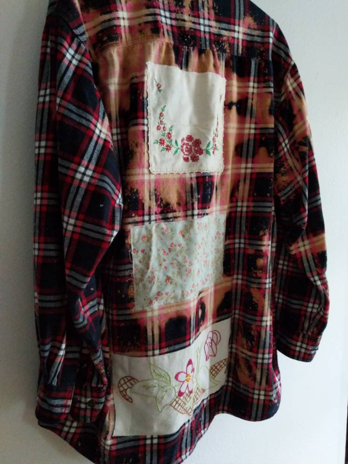 Bleach Distressed Flannel Shirt Men's Size XLT Vintage - Etsy