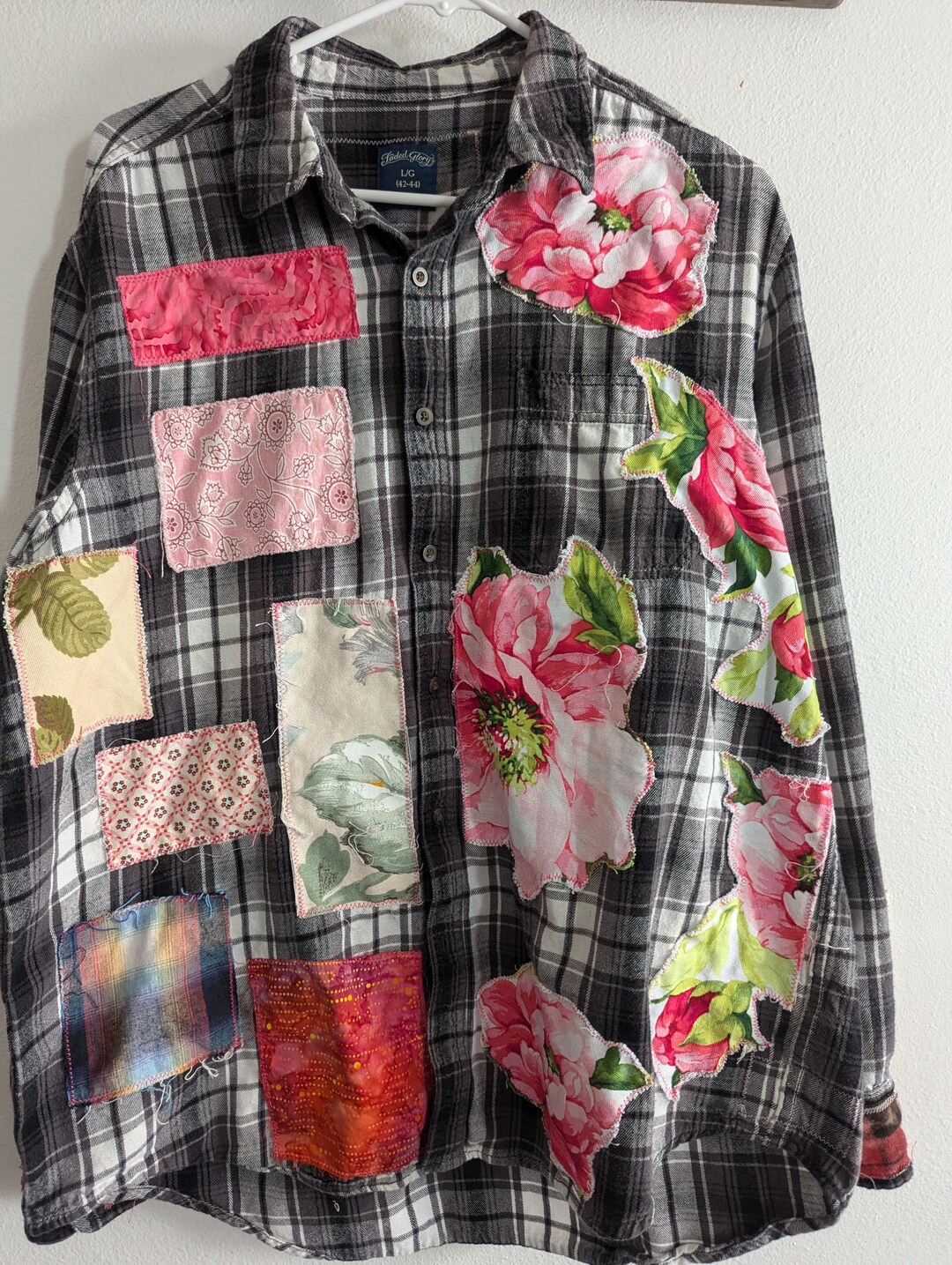 Vintage Quilt Block Patch Flannel Patch Cuffs Women's Large - Etsy