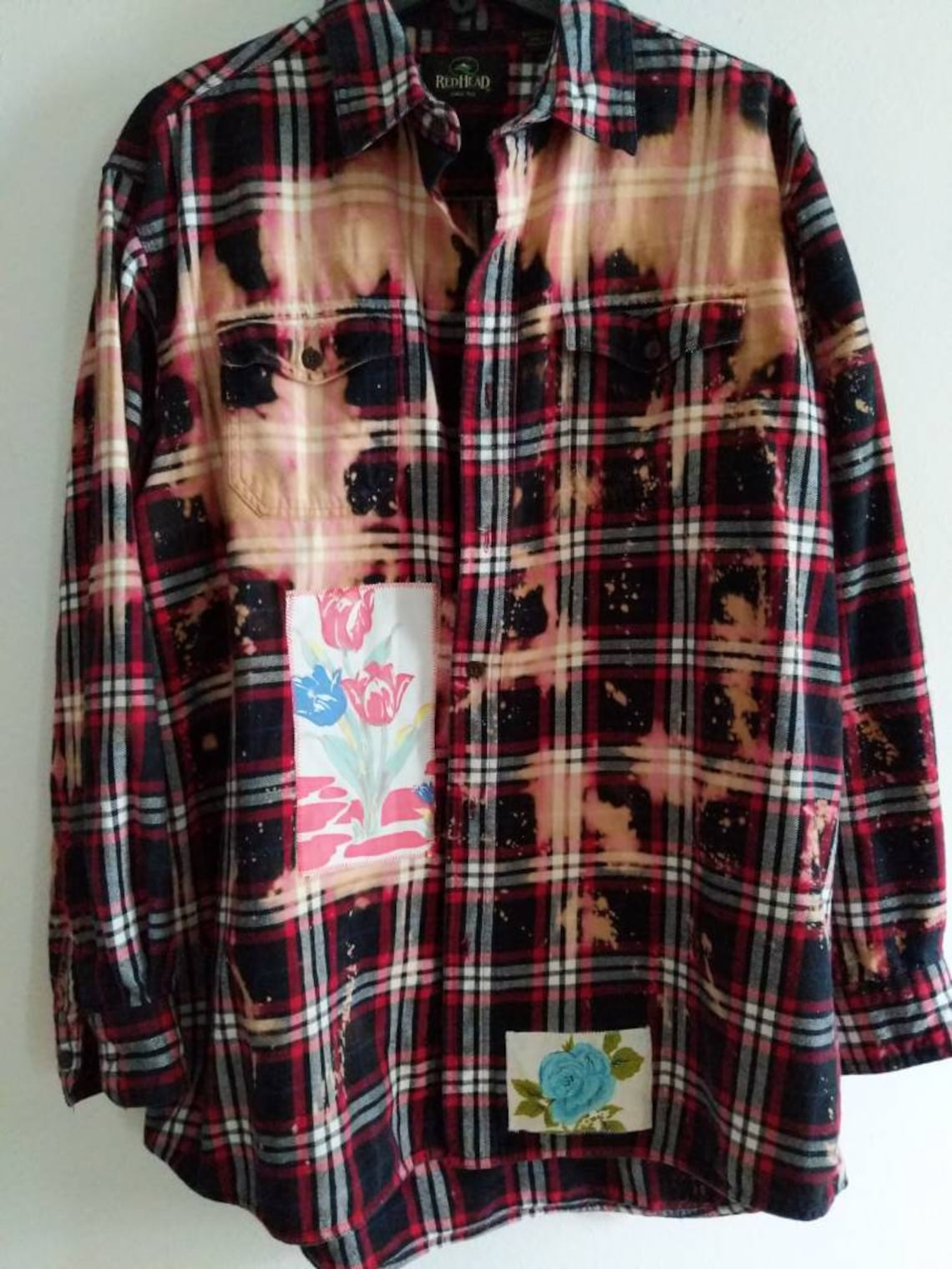 Bleach Distressed Flannel Shirt Men's Size XLT Vintage - Etsy