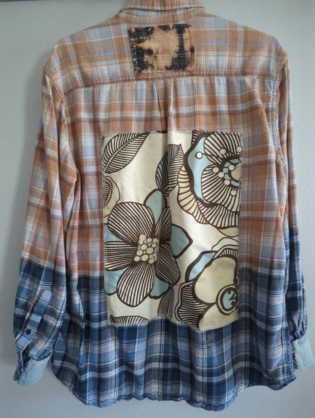 Bleach Distressed Flannel Shirt Men's Size XLT Floral - Etsy