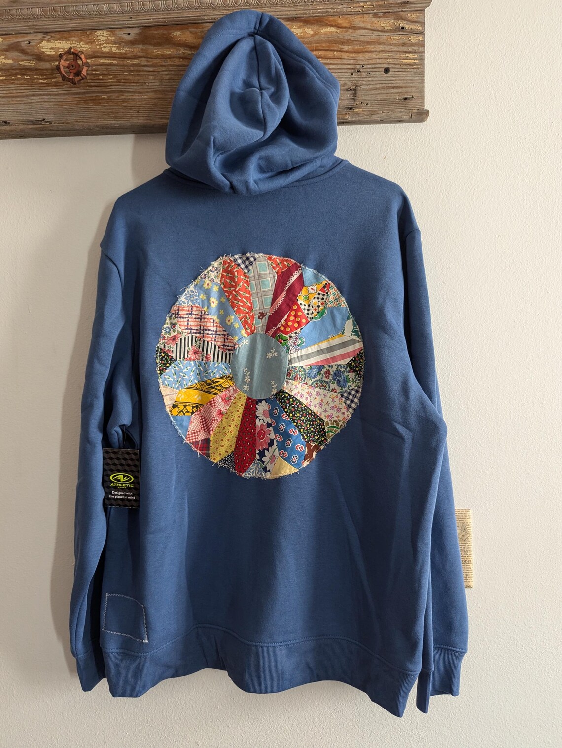 Vintage Quilt Blocks on New London Blue Zip Front Hoodie - Etsy