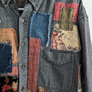 Upcycled Flannel Shirt Men's Size XL Medium Weight With Various Fabric ...