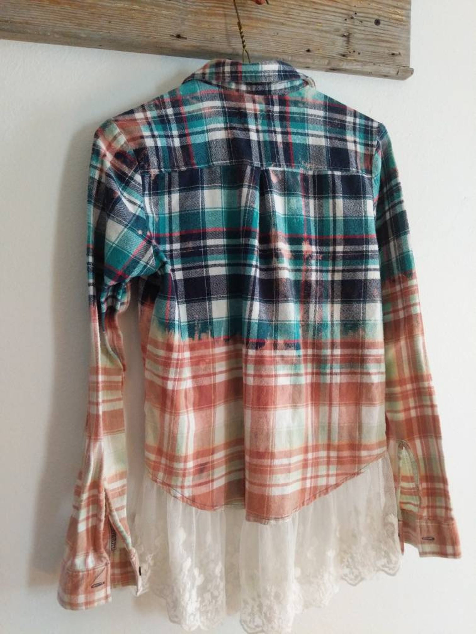Bleach Distressed Flannel Shirt Women's Size Small | Etsy