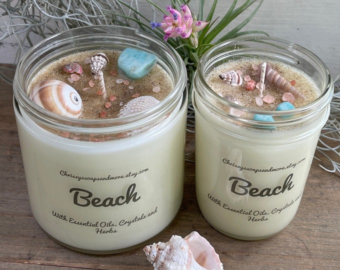 Beach Crystal Candles Handmade Soy Candle Ocean Candle Summer Scent ...