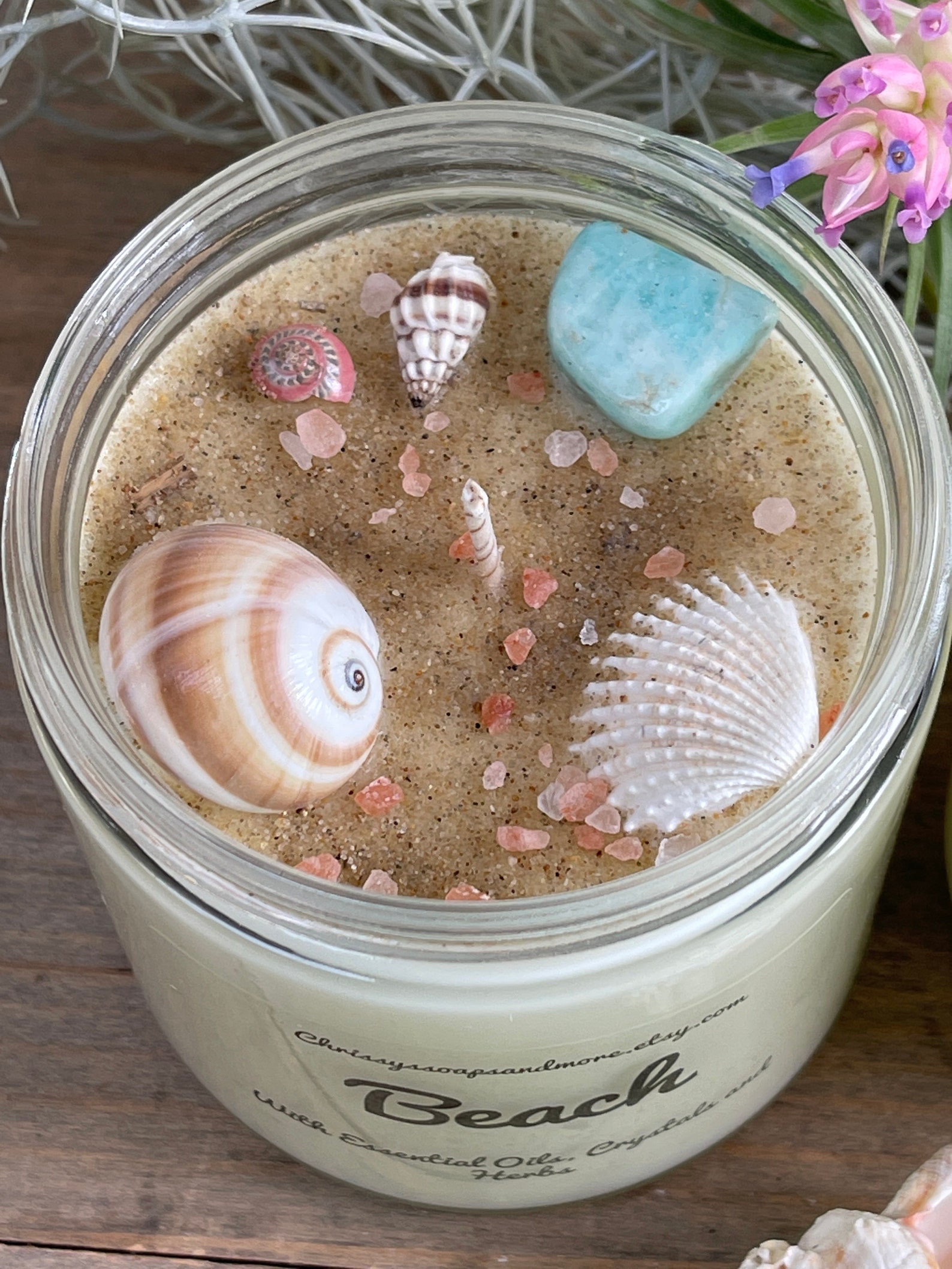 Beach Crystal Candles handmade Soy Candle Ocean Candle | Etsy