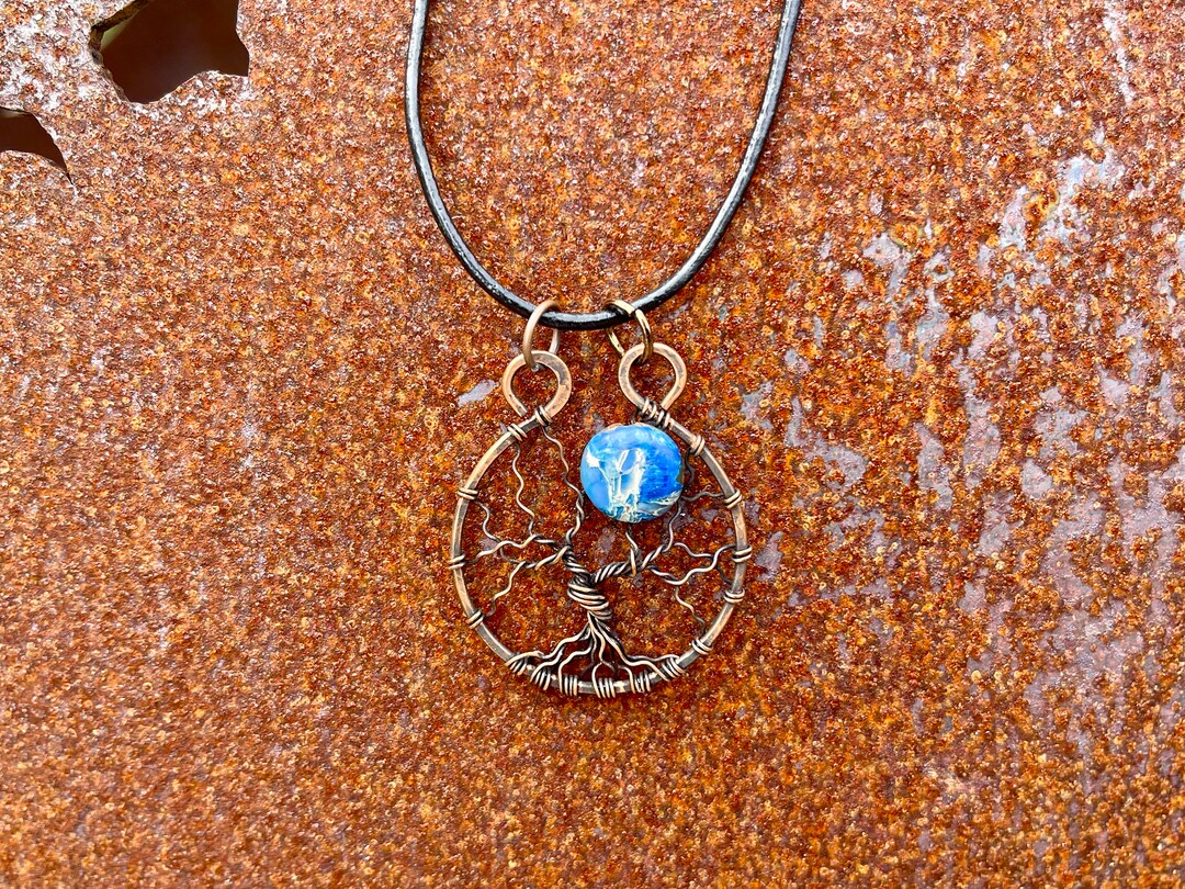 Blue Moon Tree of Life Pendant - Jasper Copper Wire Wrapped Tree of ...