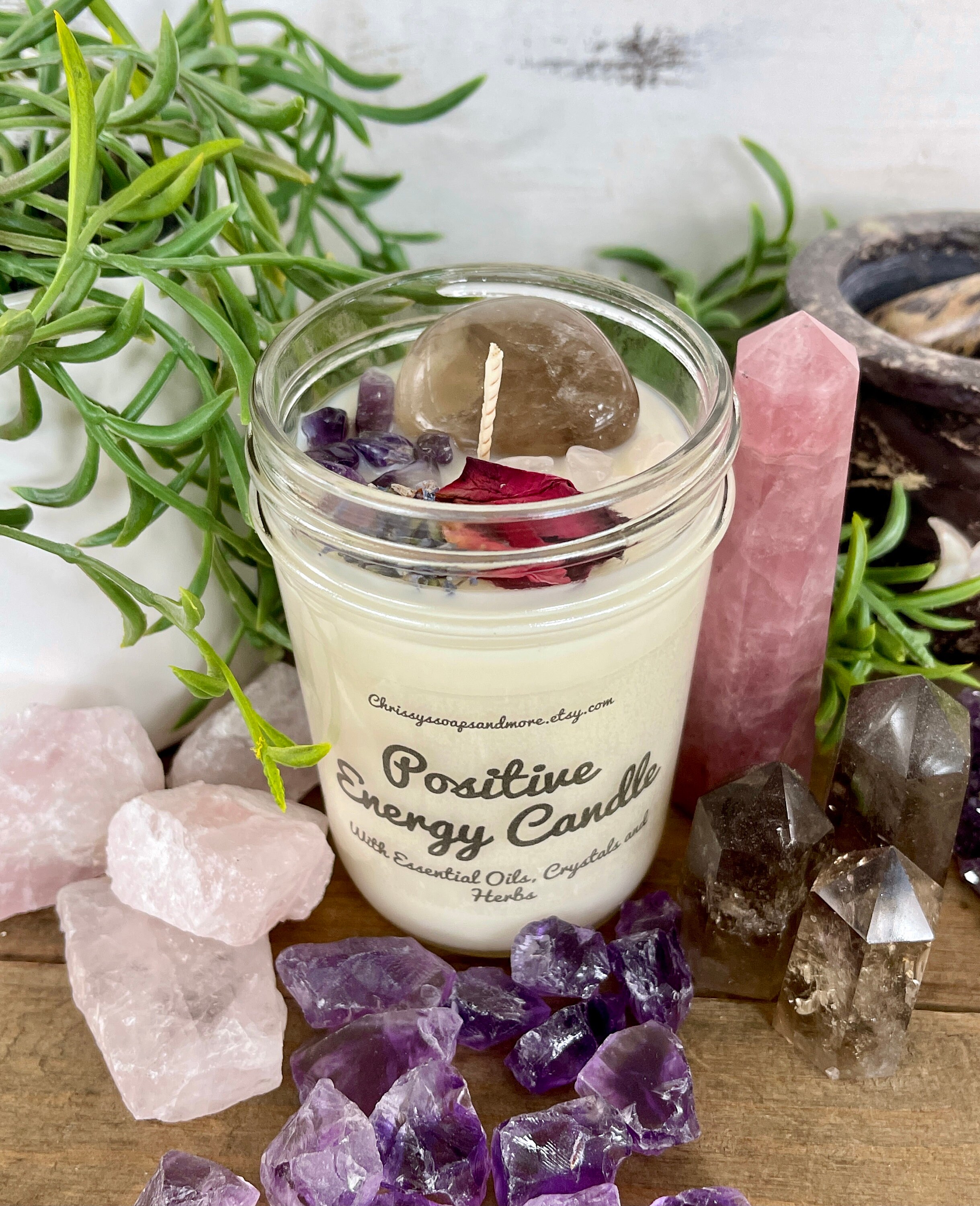 Positive Energy Candle 8oz Crystal Candle Aromatherapy - Etsy
