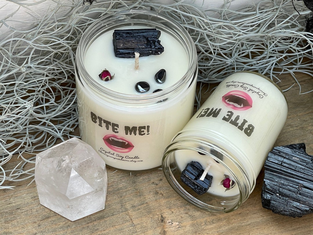 Bite Me Crystal Candle - Soy Candle - Spell Candle - Intention Candle ...