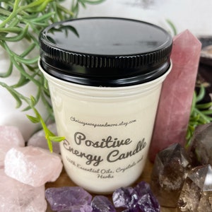 Positive Energy Candle 8oz - Crystal Candle - Aromatherapy Candle ...
