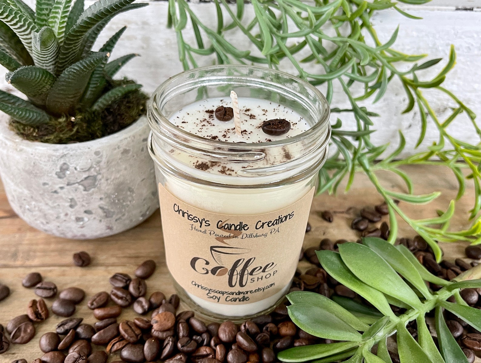 Coffee Shop Scented Soy Candles - Coffee Bean Handmade Candle - Coffee ...