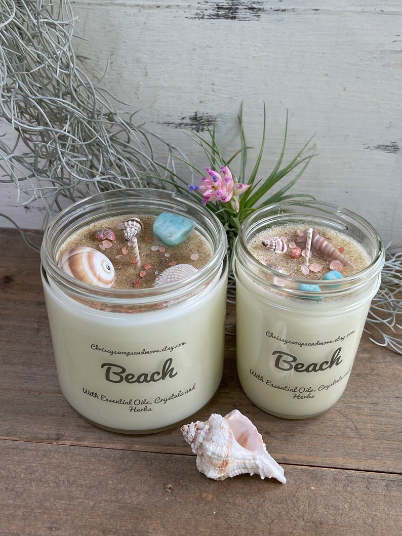Beach Crystal Candles Handmade Soy Candle Ocean Candle | Etsy