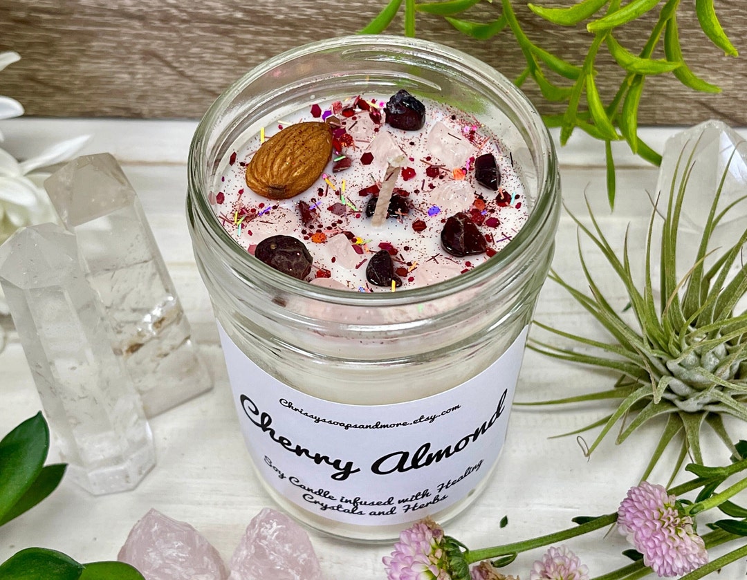 Cherry Almond Crystal Soy Candle - Food Candle - Cherry Scented Candle ...