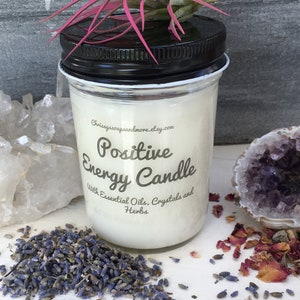 Positive Energy Candle 8oz Crystal Candle Aromatherapy - Etsy