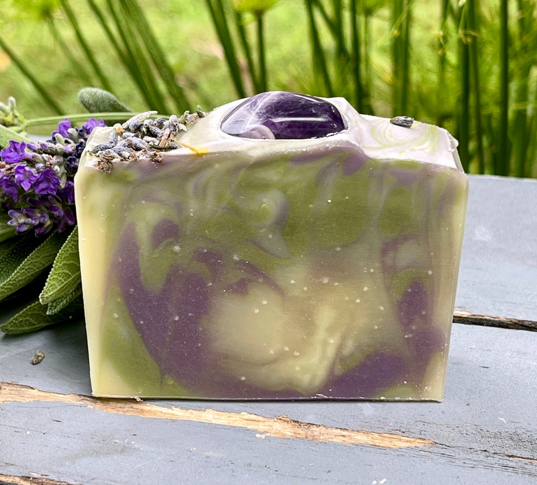 Lavender Sage Amethyst Crystal Soap - Gemstone Bar Soap - Crystal ...