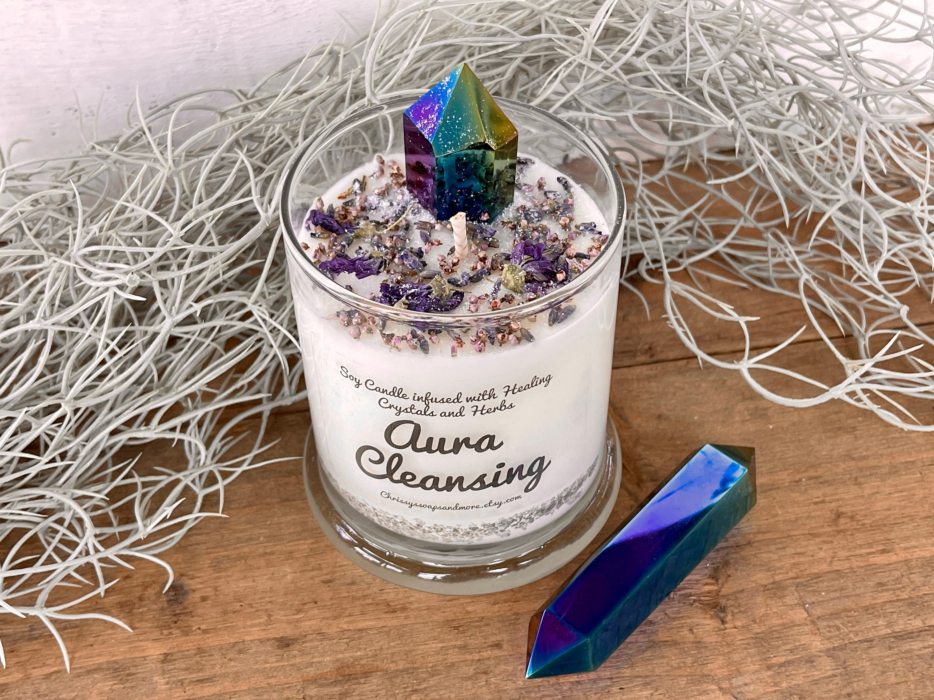 Aura Cleansing Crystal Candle Energy Cleansing Meditation | Etsy