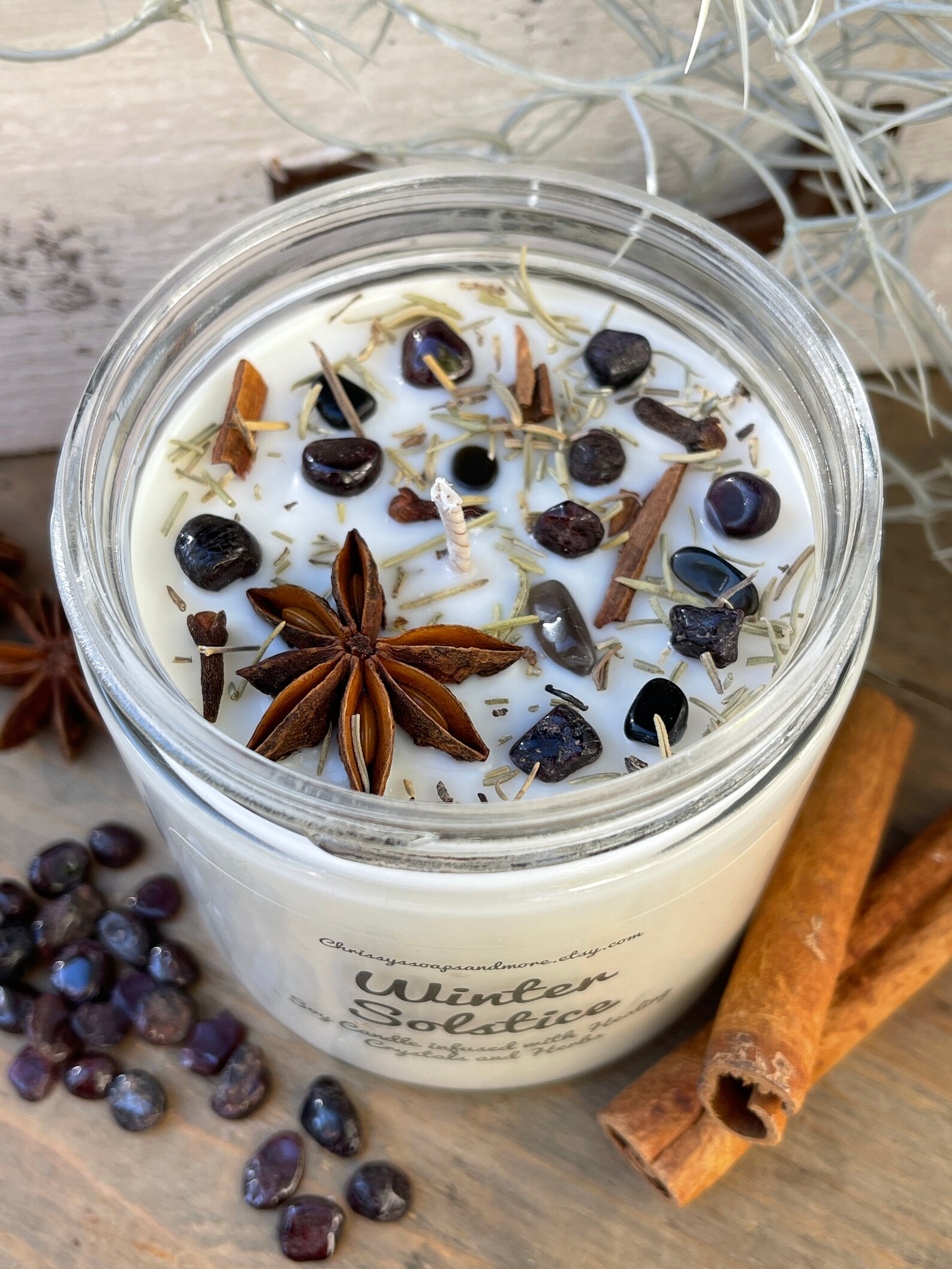 Winter Solstice Crystal Candle Yule Candle Soy Candle - Etsy