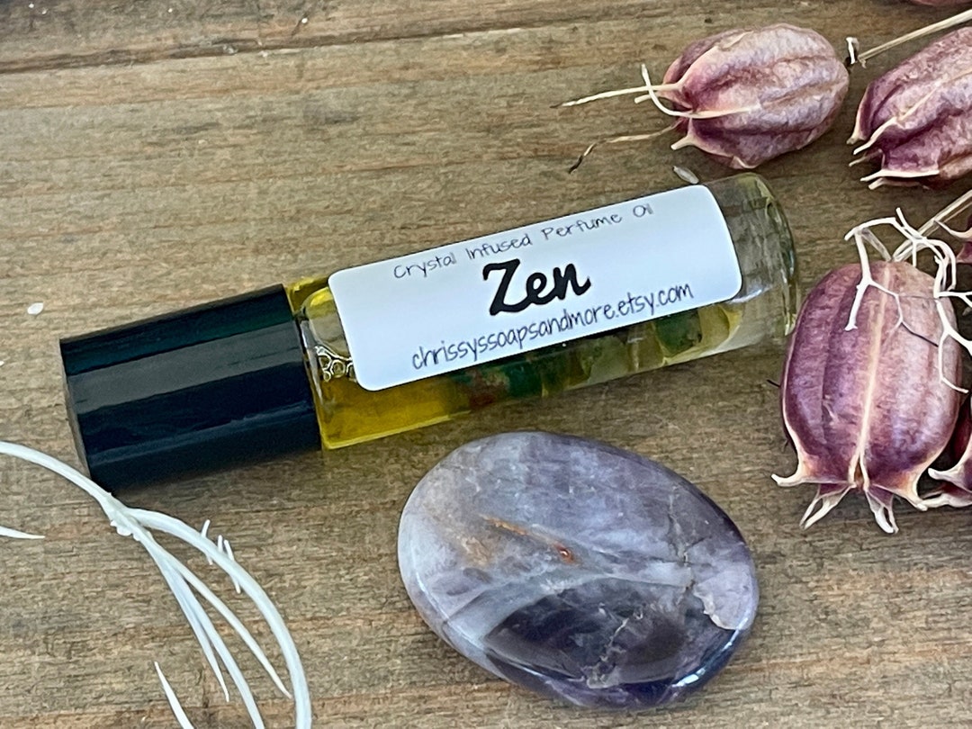 Zen Crystal Infused Perfume Oil: Amethyst Worry Stone, Aromatherapy ...