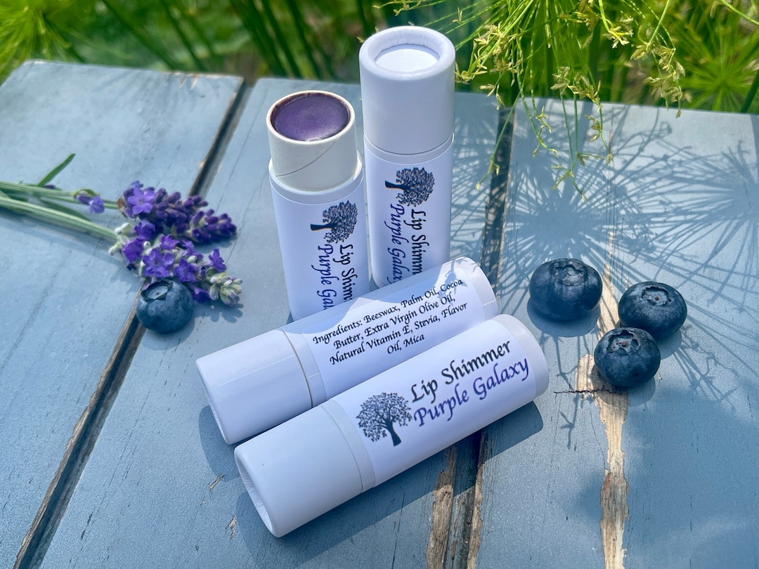 Blueberry Flavored Jumbo Tinted Lip Balm - Purple Galaxy Lip Shimmer ...