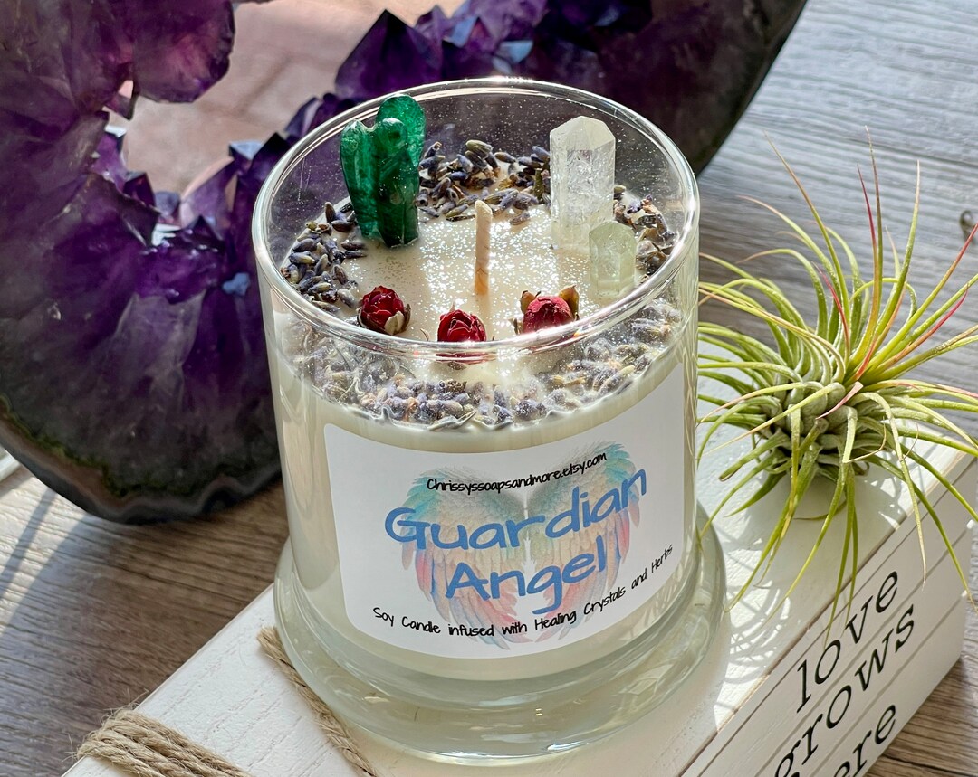 Guardian Angel Crystal Candle: Soy Wax, Jasmine Scent - Etsy