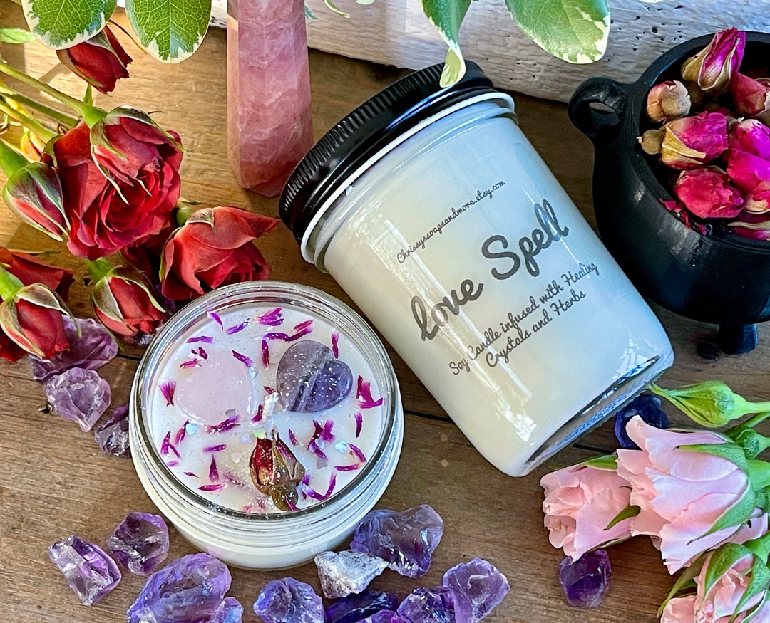 Love Spell Crystal Candle - Soy Candle - Spell Candles - Valentines Day ...