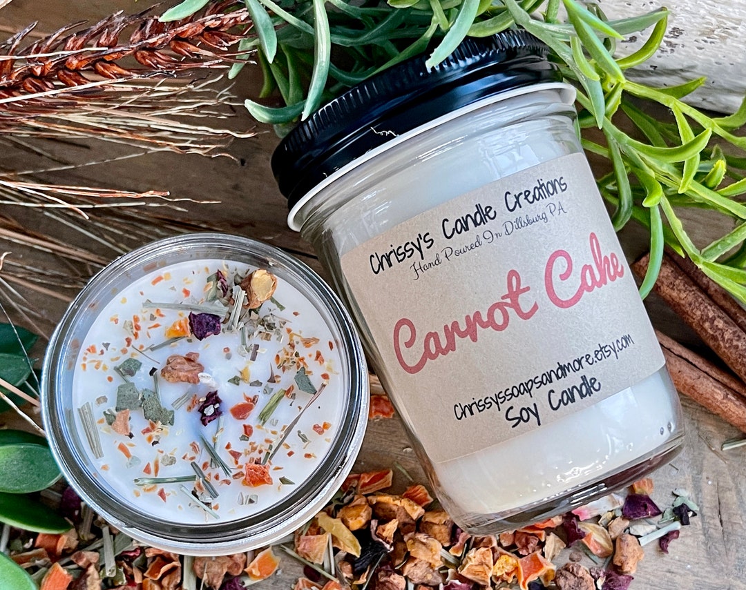 Carrot Cake Soy Candles Handmade - Dessert Candle - Herb Infused Candle ...