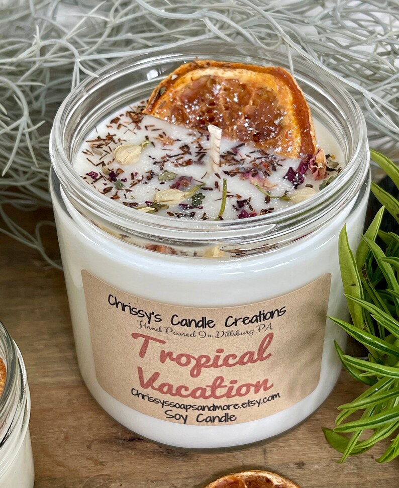 Tropical Vacation Soy Candles Handmade - Tropical Candle - Summer Scent ...