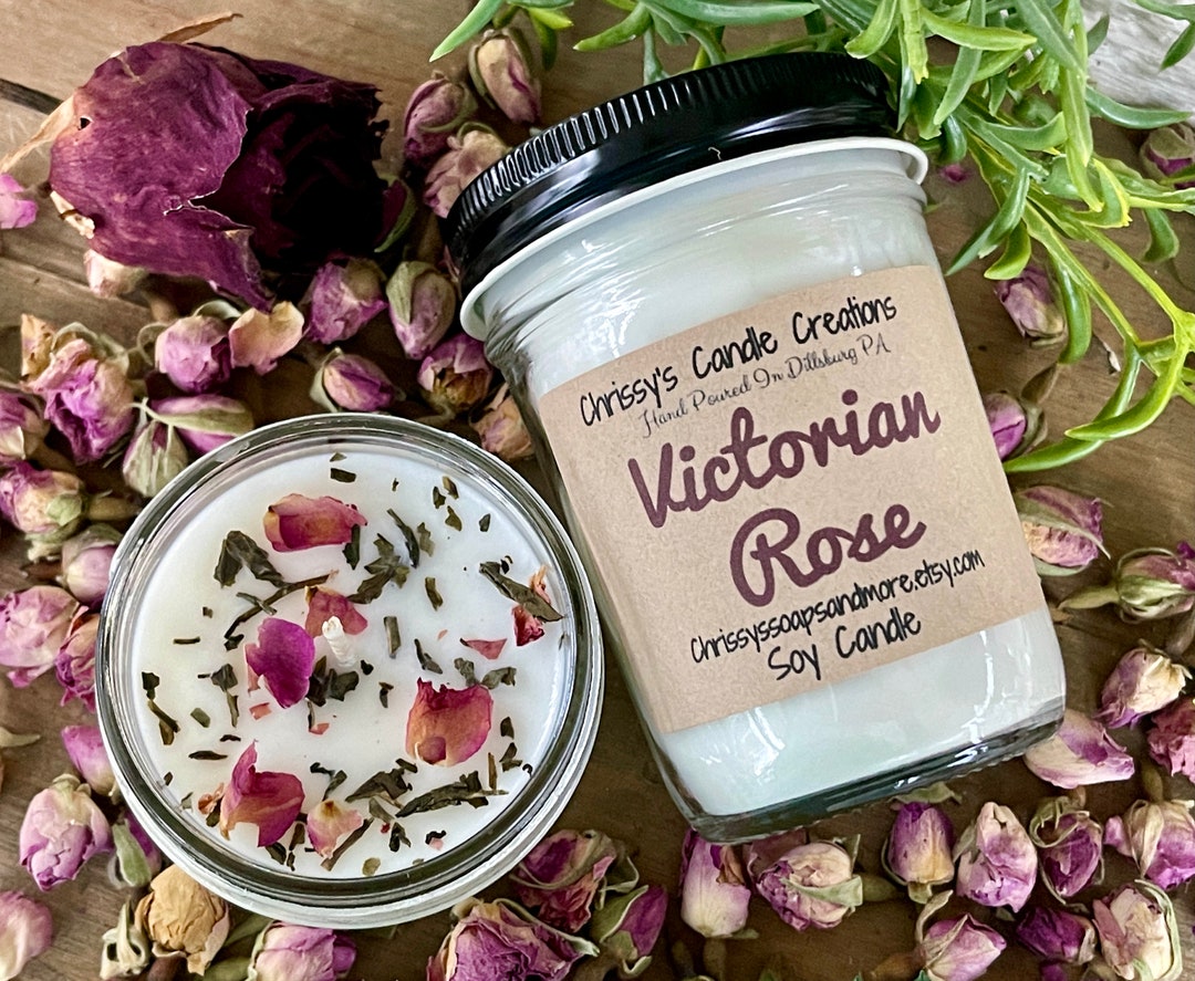 Victorian Rose Soy Candles Handmade - Rose Scented Candle - Soy Wax ...