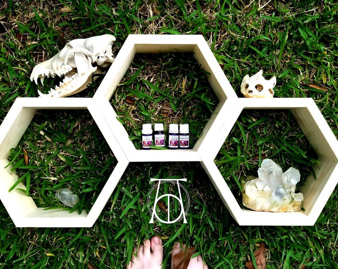 Honey Comb Hexagon Stacked Wooden Display Shelf / Essential - Etsy
