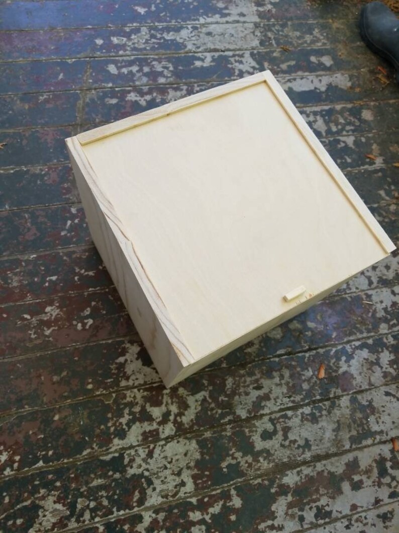 Large Square Wooden Gift Box With Sliding Lid Wood Box - Etsy