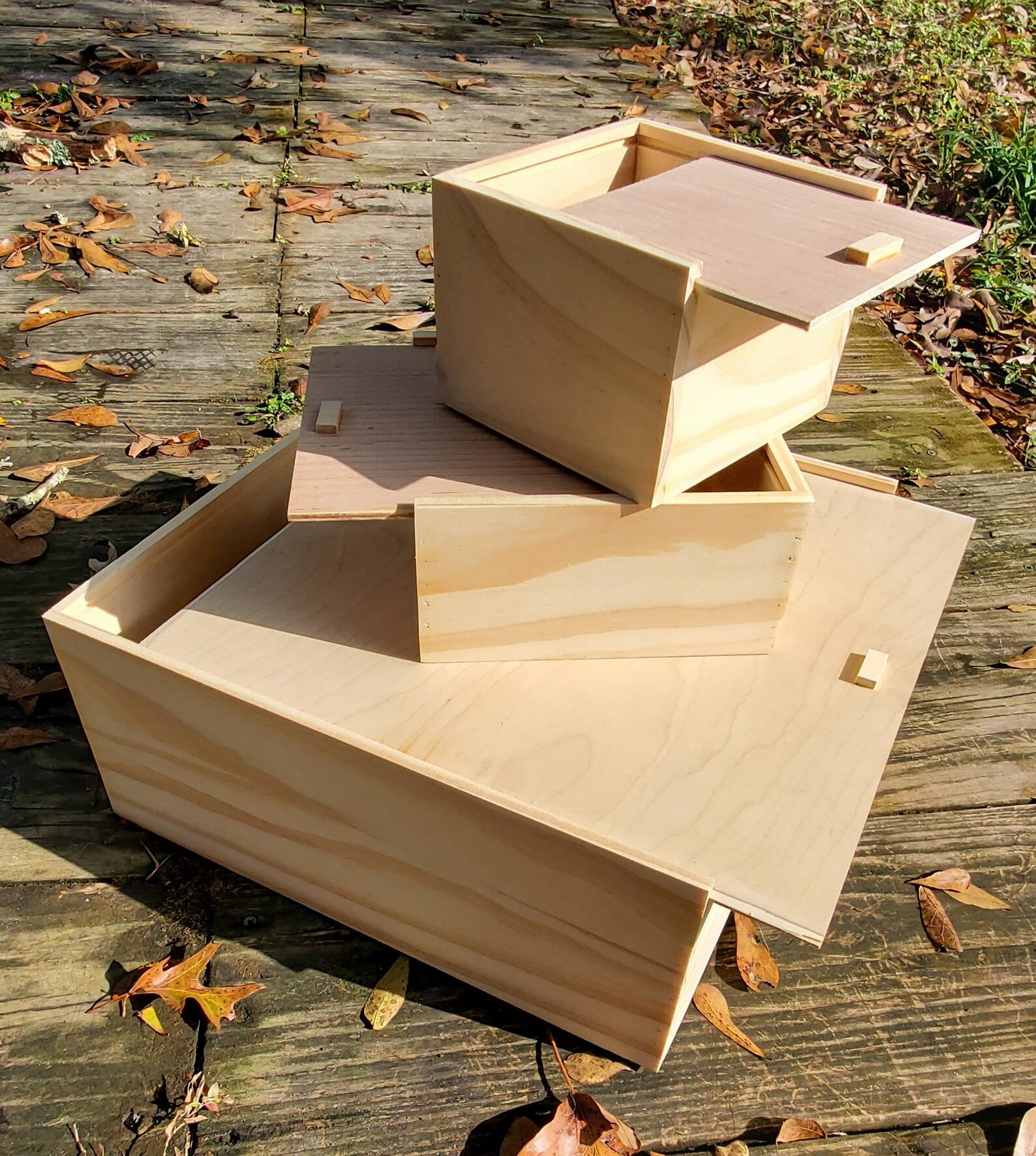 Small Square Wooden Gift Box / Wood Box With Sliding Lid - Etsy