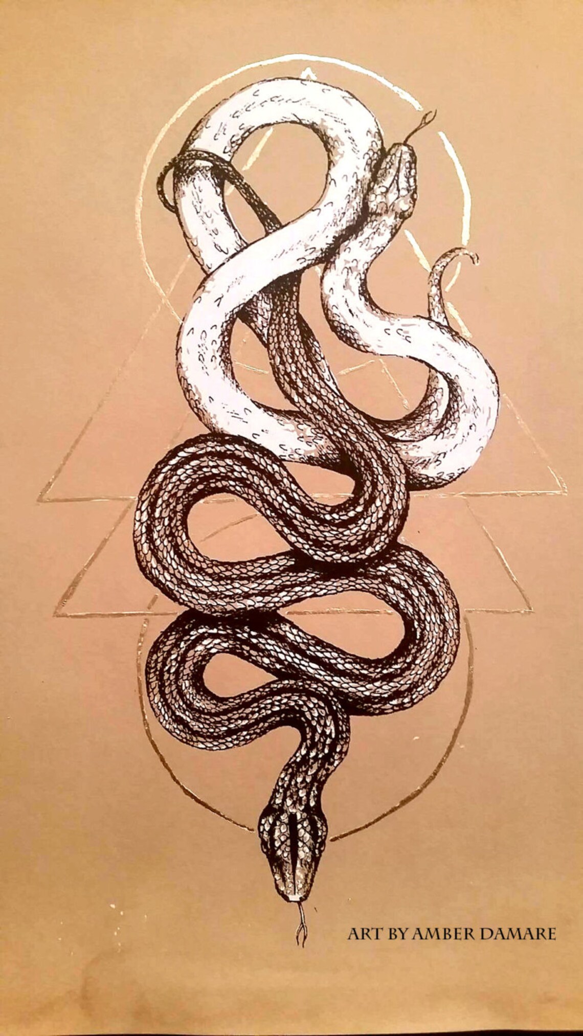 Balance // Snakes With Geometric Shapes // Two Color Screen | Etsy