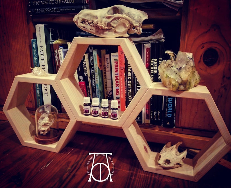 Honey Comb Hexagon Stacked Wooden Display Shelf / Essential - Etsy